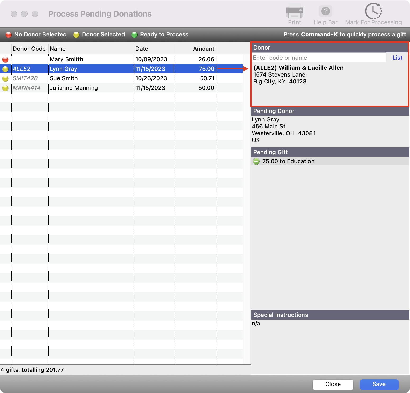 Troubleshooting the Process Pending Donation Queue